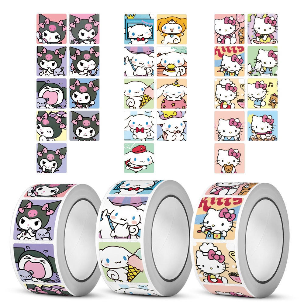Kuromi style sticker design for 500pcs 1 roll for gifting wrapping ...