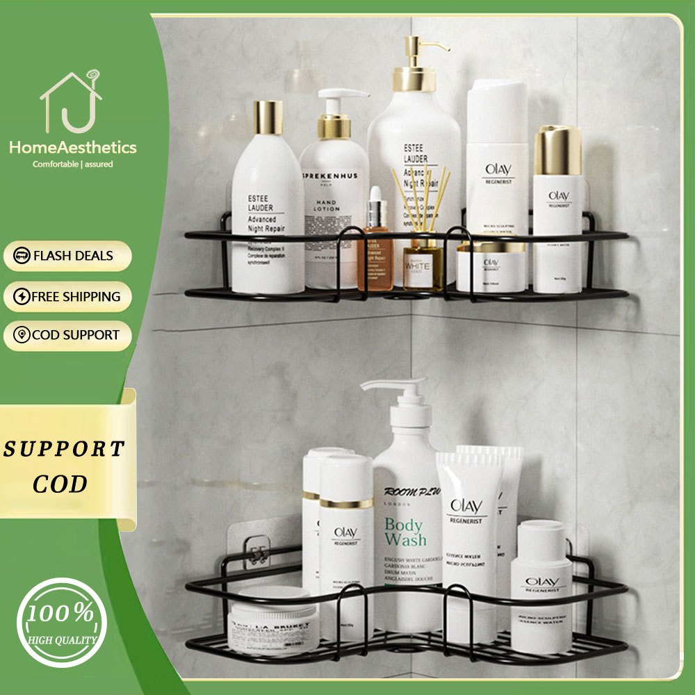 Bathroom Corner Storage Rack Kitchen Rack traceless Wall-mounted ...