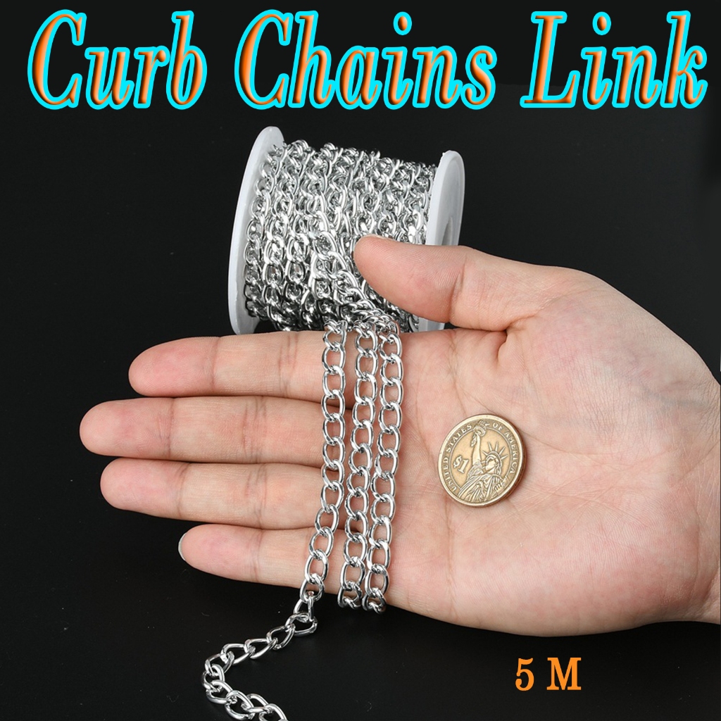 5m/Roll 7mm Aluminium Curb Chains Link Gold Silver Twist Links For ...