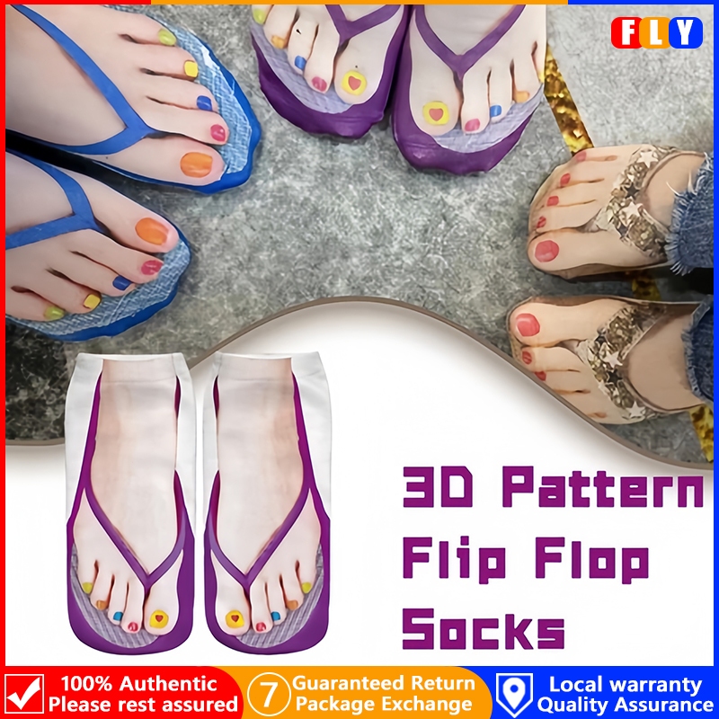 1Pairs 3D Flip Flop Socks Slipper Print Toe Socks Funny & Novelty ...
