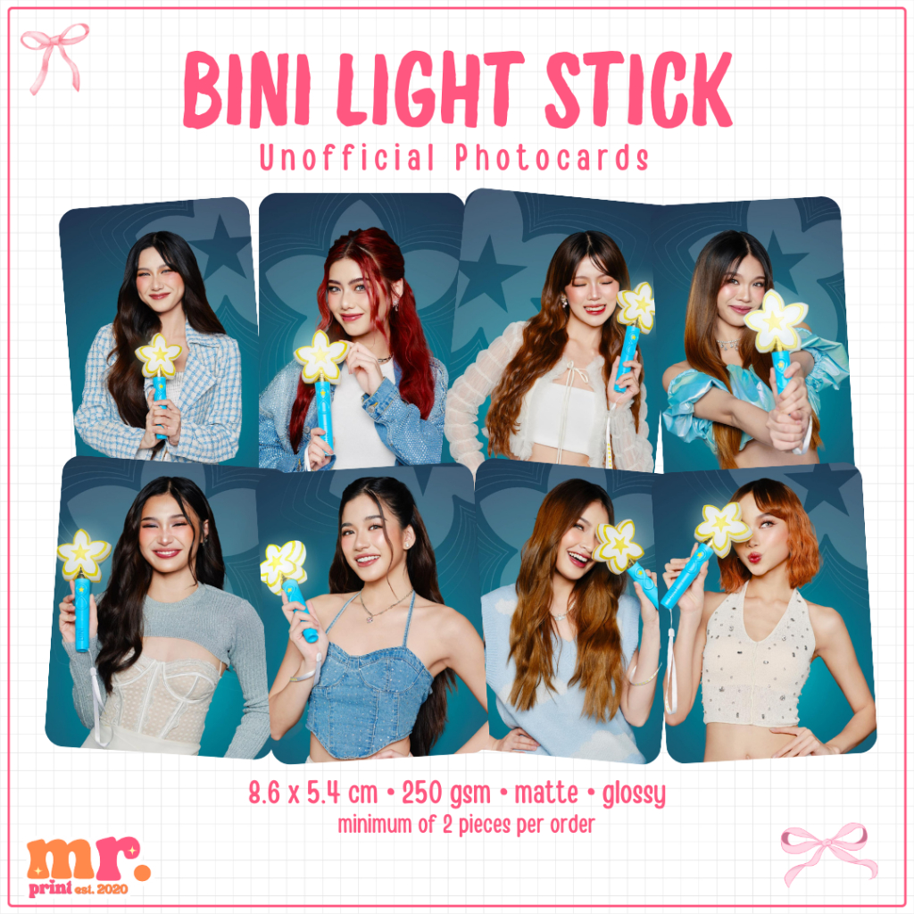 BINI LIGHT STICK PHOTOCARD BINIVERSE BLOOMS MATTE AND GLOSSY FINISH ...