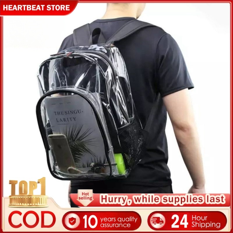 Clear Transparent Heavy Duty Back Bag Multi Purpose Book Bag | Shopee ...