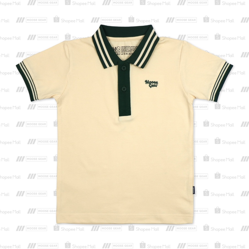 Moose Gear Cloud Cream Combi T-Shirt With Collar & Embro details (TC-P ...