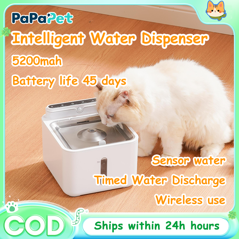 Pet Automatic Drinker Auto Sensor Wireless Use 3L Large Capacity Cat ...