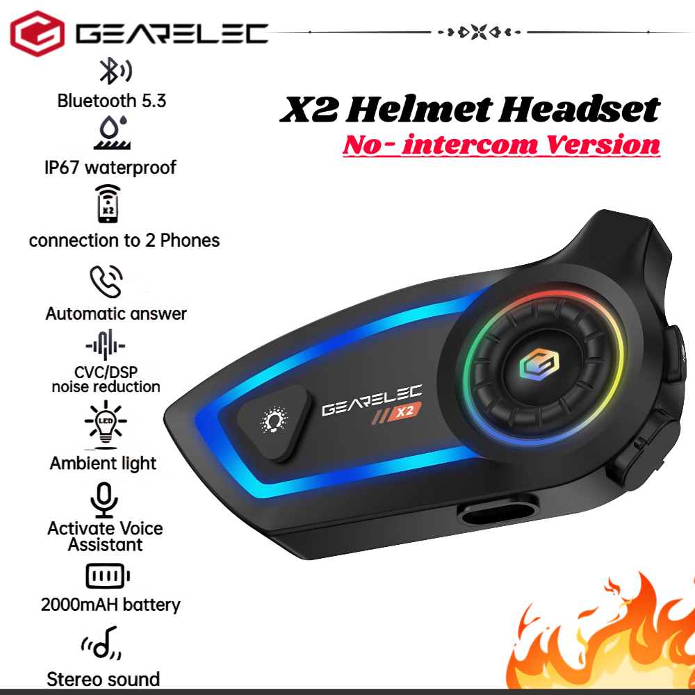 GEARELEC X2 Motorcycle Helmet Headset Auto Answer DSP/CVC Noise ...