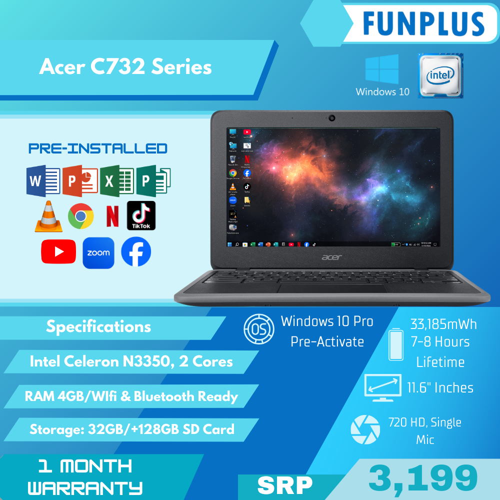 Acer C732 | Intel Celeron N3350 | 32GB Storage | 4GB RAM | Preloved ...