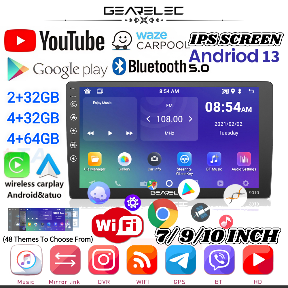 GEARELEC 7/9/10 Inch Android Head Unit Touch Screen Car Stereo With GPS ...