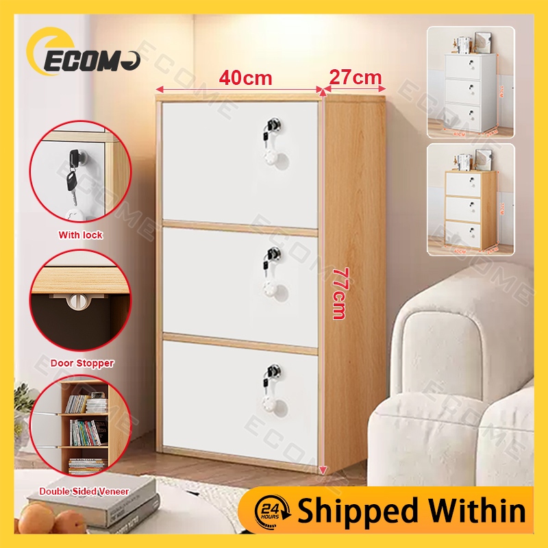 3 Layers Cabinet Storage Cabinet with 3 Locks for Home Furniture Wood ...