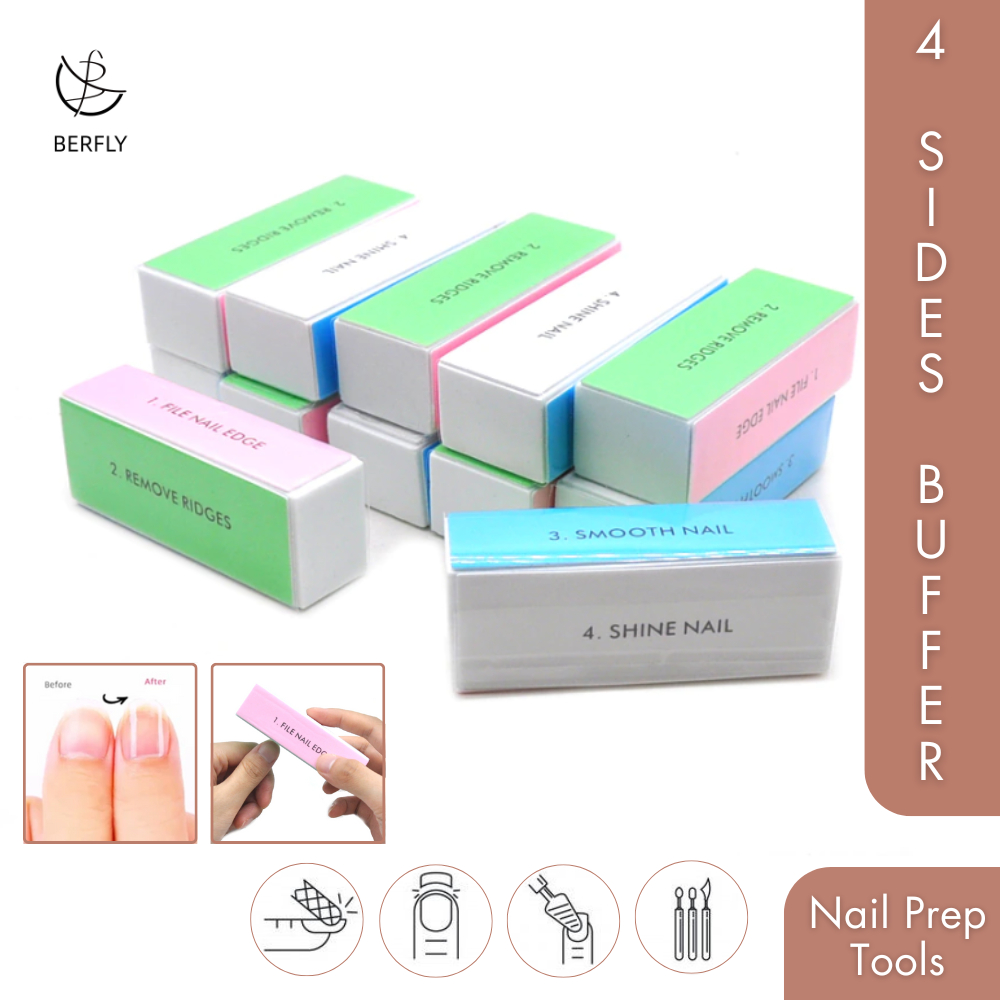 Berfly | 4 side Nail Polish Tool Buffer Block Shine 4 Way Salon Nail ...