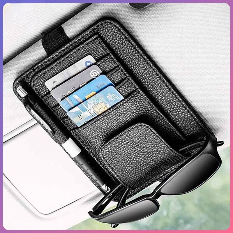 1 Pcs Car Sun Visor Multifunction PU Card Package Holder Glasses ...