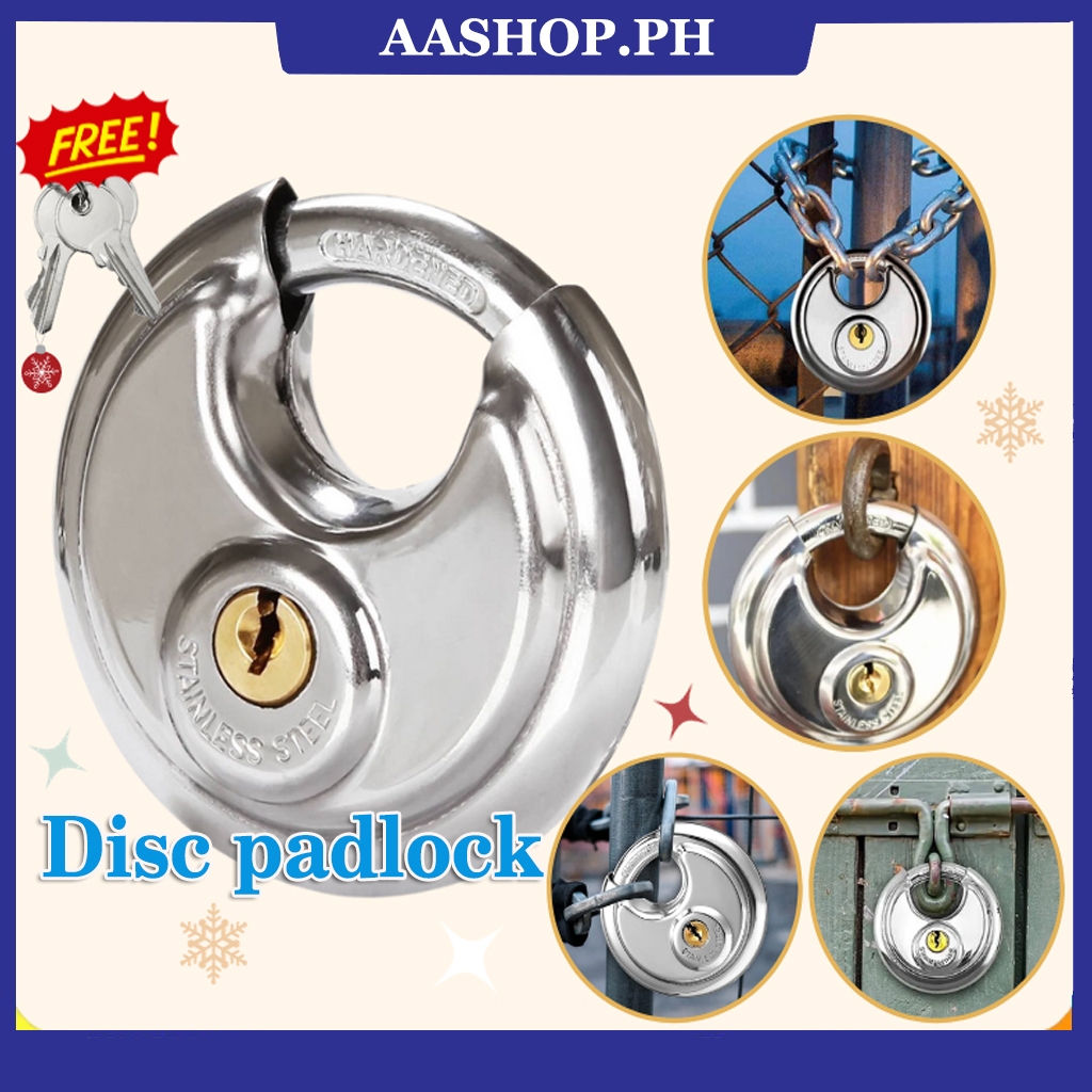 Disc Padlock with Stainless Steel Anti-Theft Large Round Disc Lock for ...