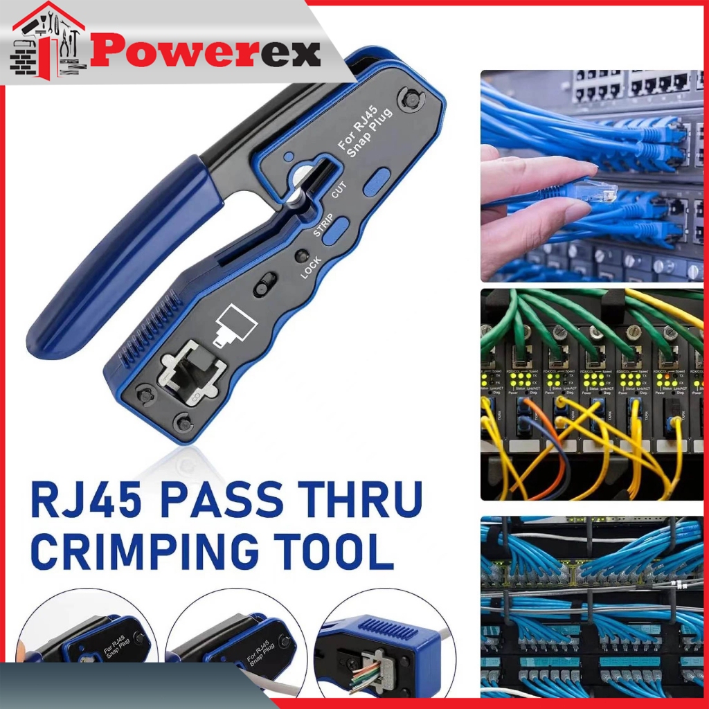 Pass Thru RJ45 Crimper Tool for Cat5 Cat5E Cat6 8P Cable Crimper ...