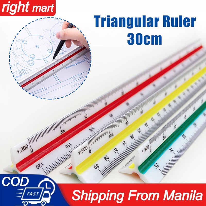 30cm Technical Triangle Ruler Scale Ruler Clear Triangle Multi ...