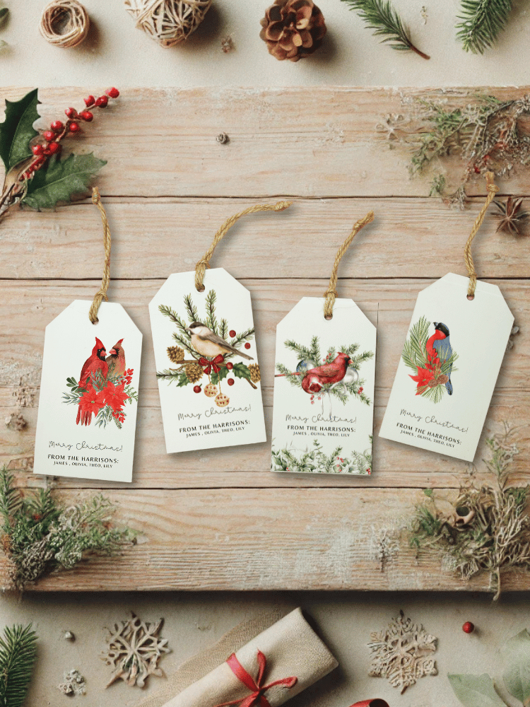 Personalized Christmas Gift Tags – Nature-Inspired Holiday Tags ...