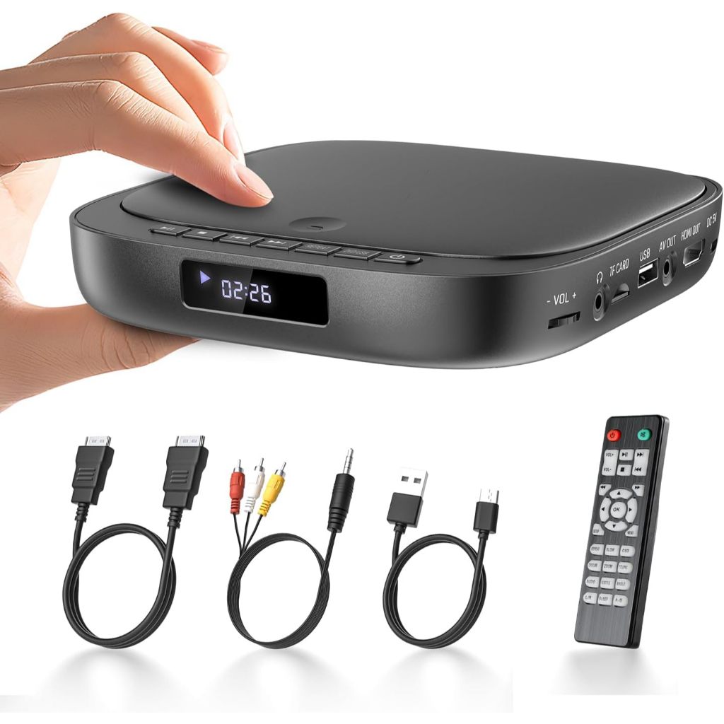 Mini DVD Player 1080P DVD/CD Playback, Region-Free, CPRM Compatible ...