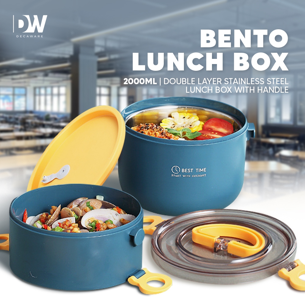 Portable Two-Layer Bento Lunch Box Leak-Proof Thermal Insulated ...