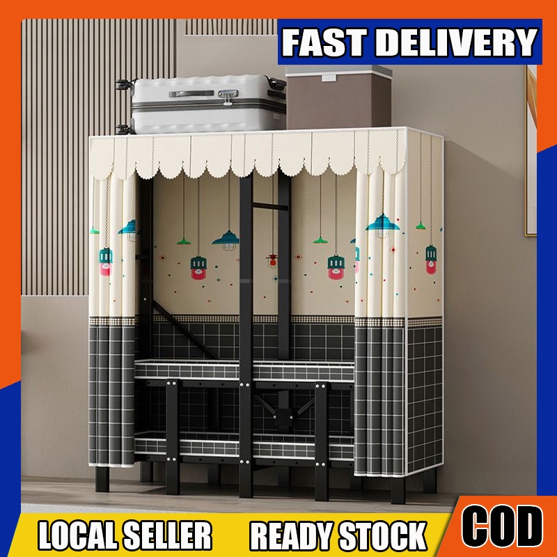 Foldable Wardrobe Iron Frame Fabric Wardrobe Clothes Storage Cabinet ...