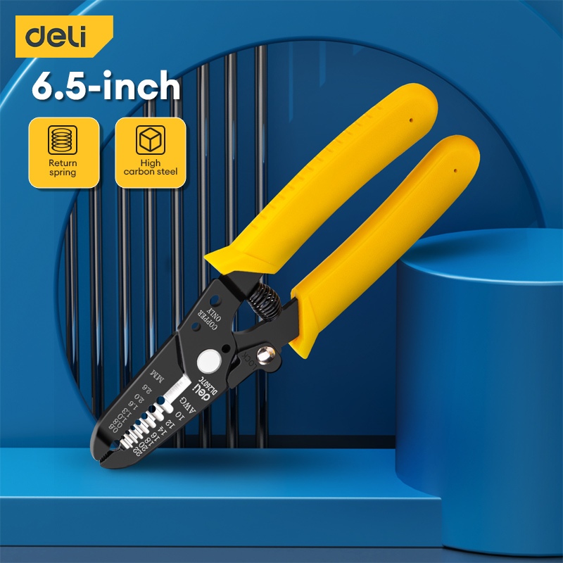 Deli Tools Quick Wire Stripper Pliers 0.6-2.6mm Wire Stripper Cutter ...