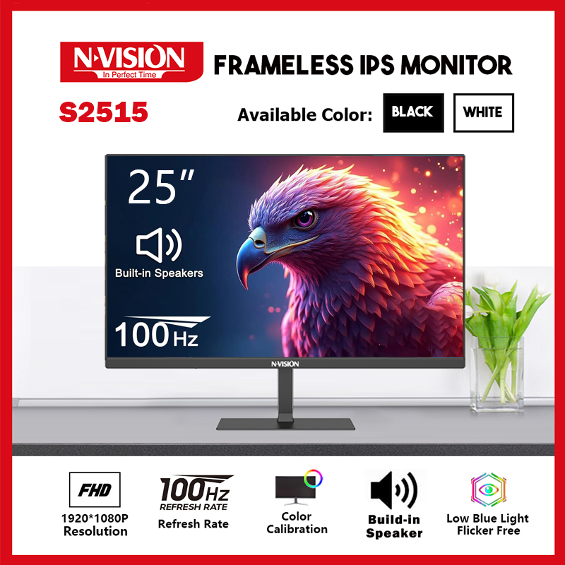 Nvision 25" IPS Monitor 100HZ FHD Build-in Speaker With Type-C 15W Port ...