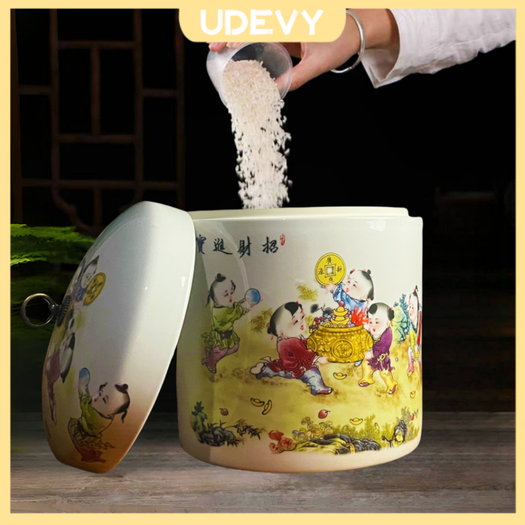 Ceramic rice storage container 2.5kg 5kg/kilos jar for rice with cover ...
