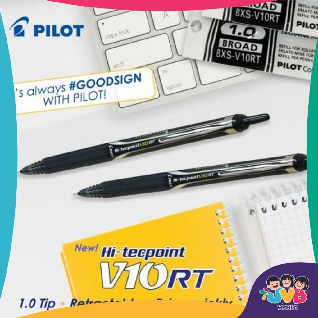 Pilot Hi-Tecpoint V10 Grip Sign Pen Capped and Retractable Type 1.0mm ...