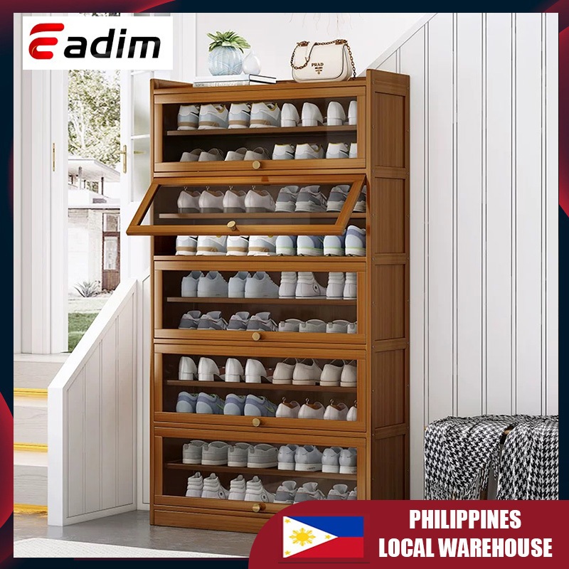 80x172CM Extra Large Shoe Cabinet Shoe Rack Organizer Flip Door Brown ...