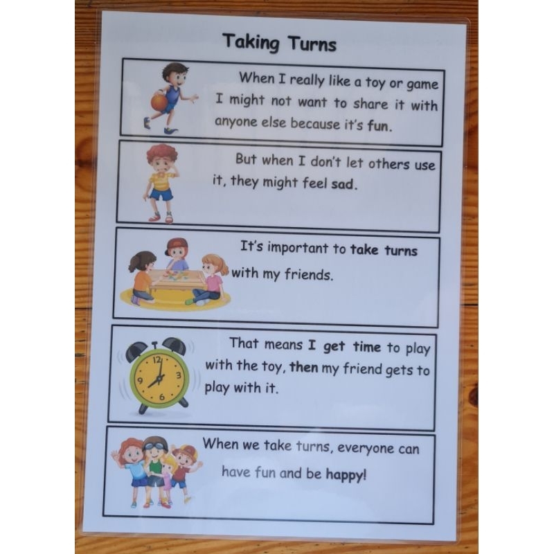 TAKING TURNS SOCIAL STORY CHART/POSTER FOR SPEECH THERAPY | Shopee ...