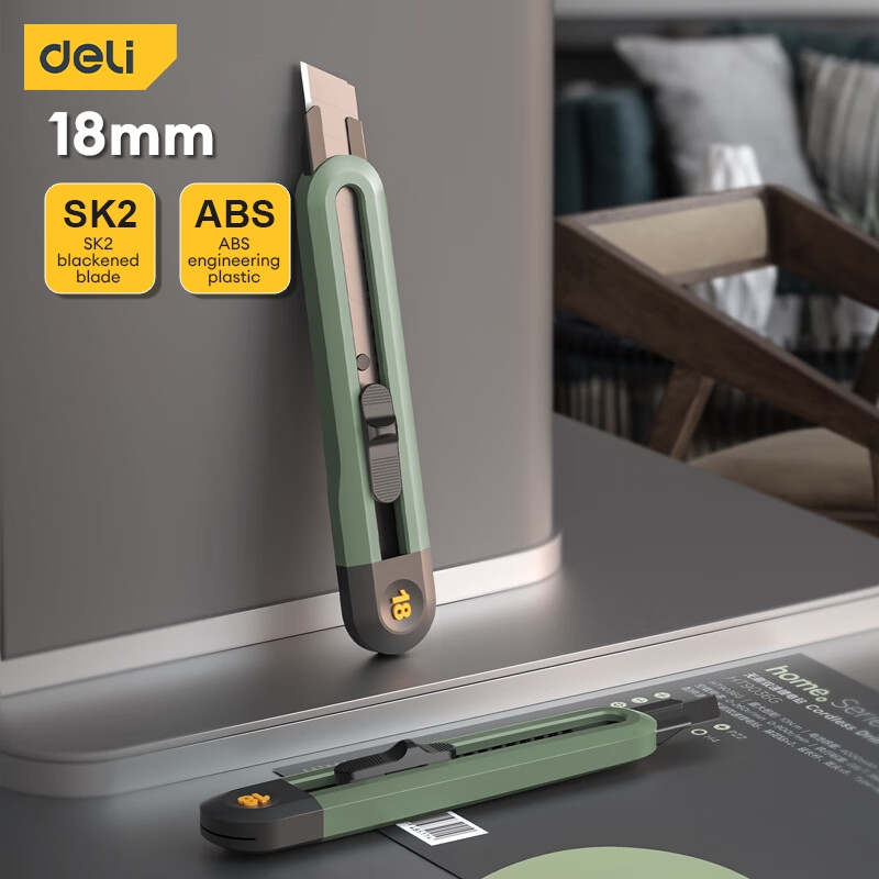 Deli Tools Utility Knife 18mm Paper Cutter Safety Telescopic Art Knife Multifunctional Sharp ...