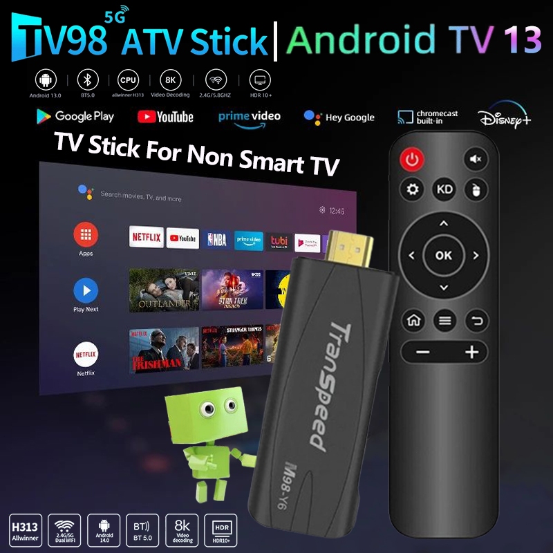 Android 13 TV Stick For Non Smart TV Plus Box Complet Set 2.4G 5G WIFI ...