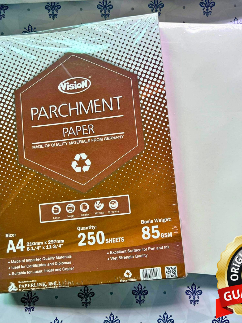 PARCHMENT PAPER VISION 85gsm SIZE: A4, COLOR: PALE CREAM (SOLD PER REAM ...