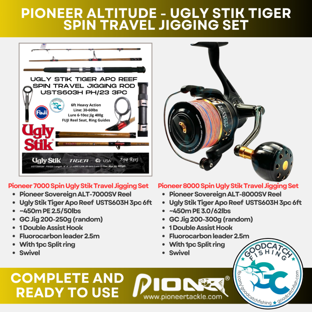 Pioneer Altitude Sovereign 7000 8000 - 6ft Ugly Stik Tiger Apo Reef 3pc ...