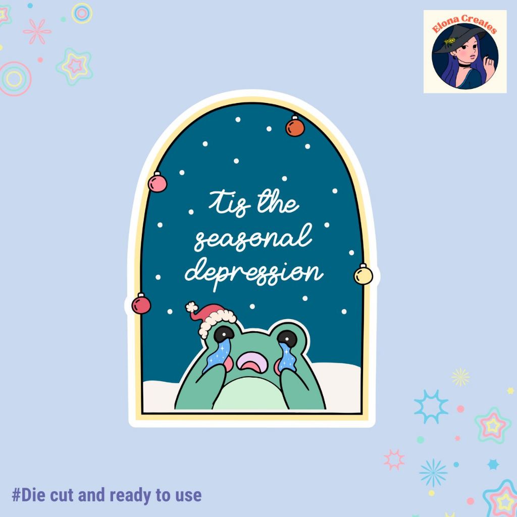 Tis The Seasonal Depression Mental Health Sticker For Laptops Tumblers ...