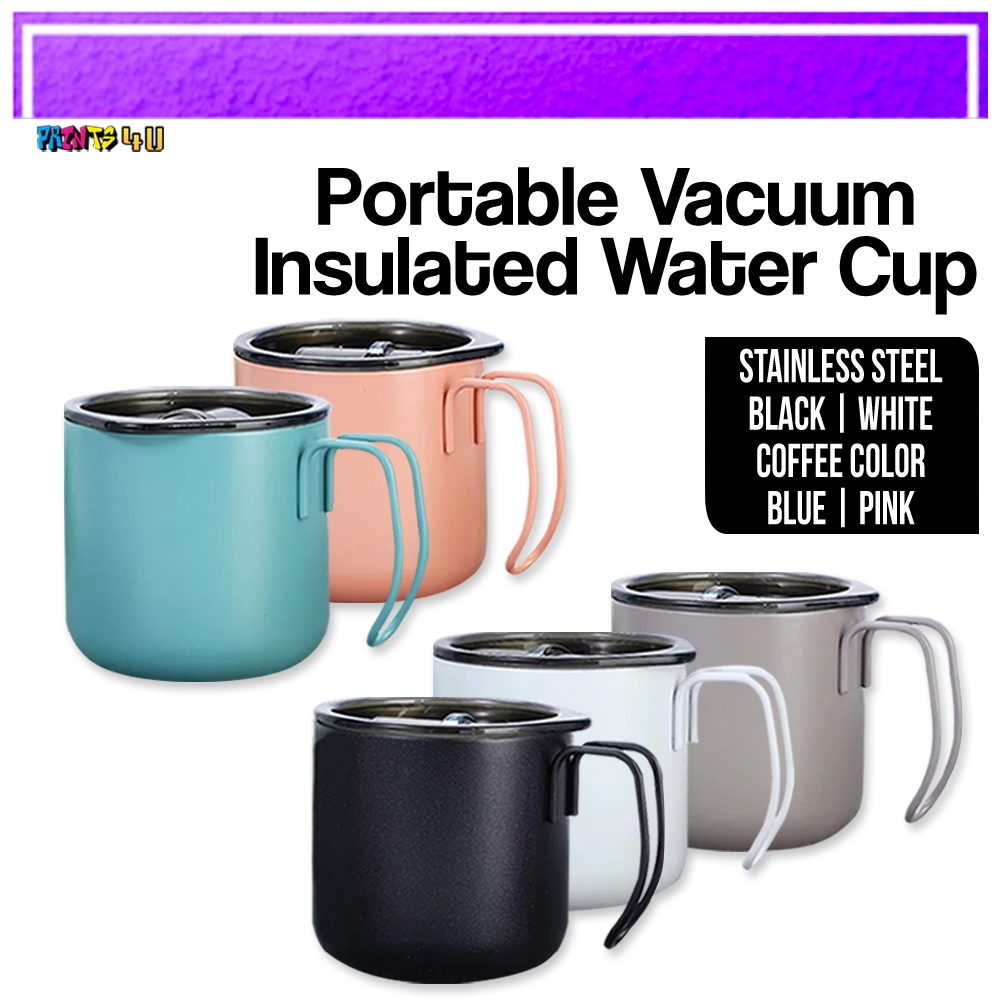 Coffee Mug with Lid Insulated - Stainless Steel Mug w/ Handle Double ...