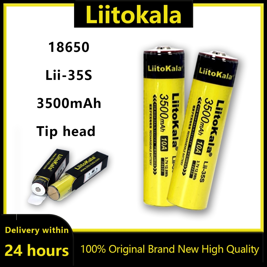 LiitoKala 18650 3500mAh Rechargeable Battery Lii-35S 3.7V Li-ion Tip ...
