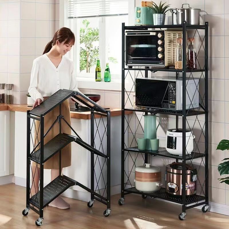 3 -5 Tier Foldable Storage Rack Organizer Home Storage Rack Kitchen ...
