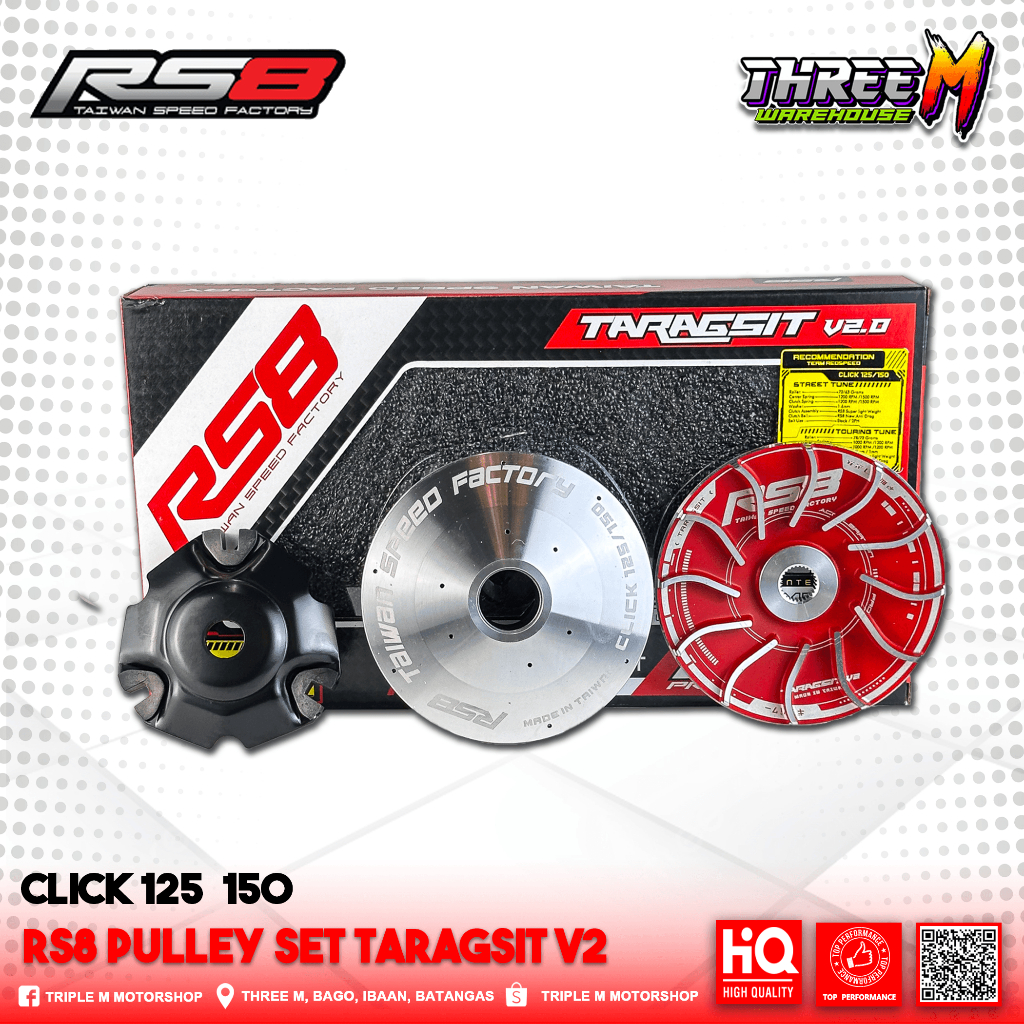 RS8 PULLEY SET TARAGSIT V2 FOR CLICK 125/150 / NMAX/AEROX | Shopee ...