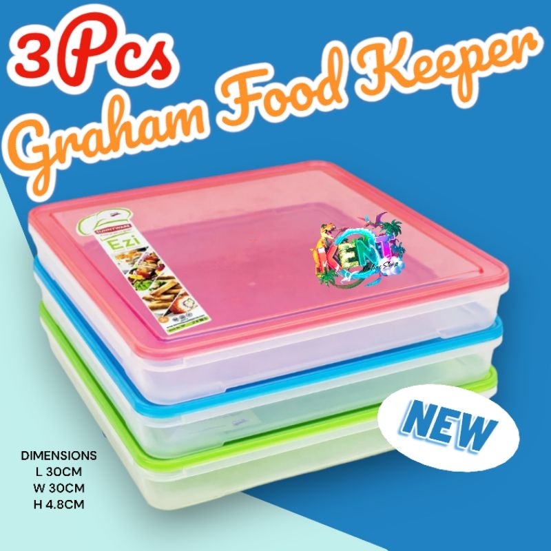 3Pieces 3 Liters Graham Bar Container/ Multi-purpose Food Keeper ...