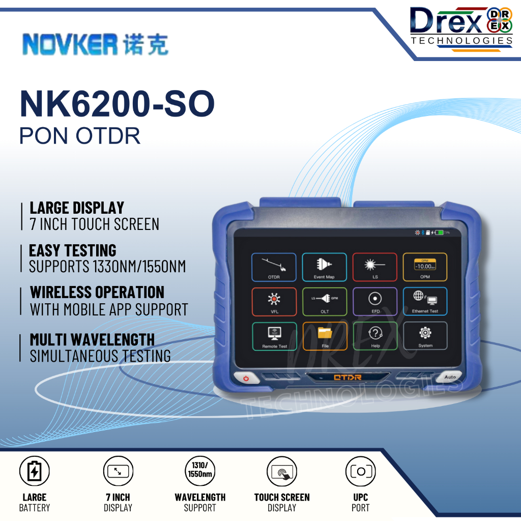 Novker NK6200-S0 PON OTDR Optical Time Domain Reflectometer Singlemode ...