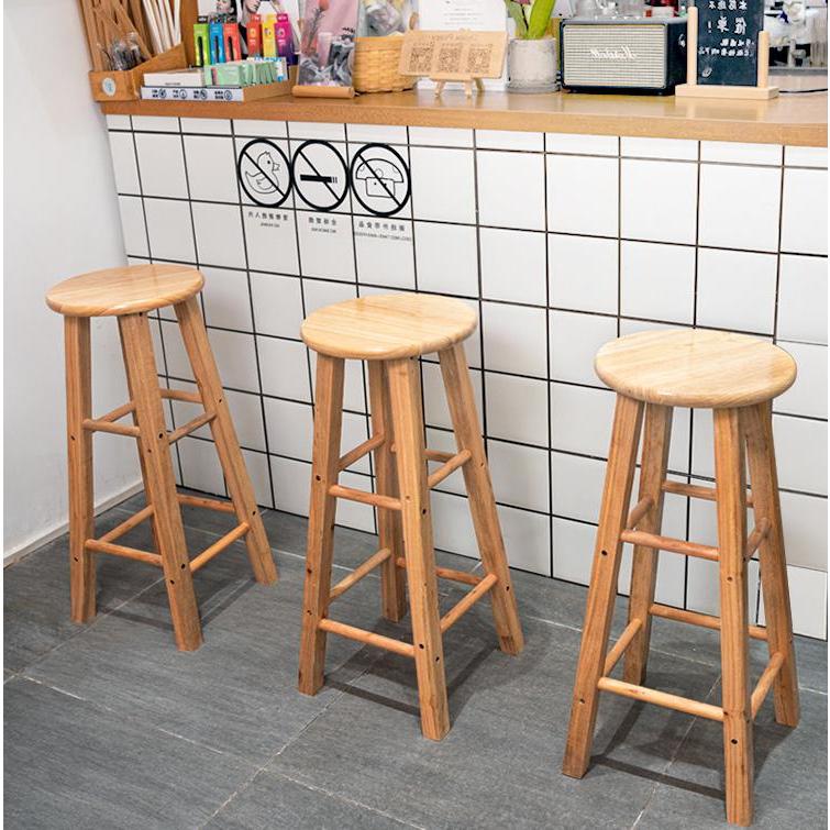 Solid Wooden Stool High Chair Bar Counter Stool Simple Log Chair Stools ...