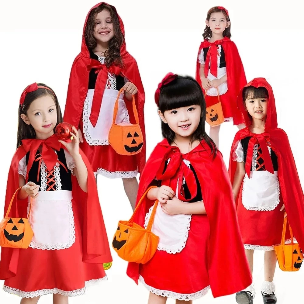Little Red Riding Hood Dress For Girl Halloween Cosplay Costume Fancy ...