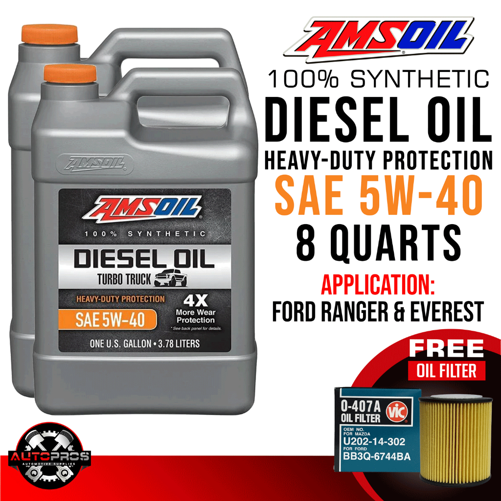 AMSOIL Heavy-Duty Turbo Truck 100% Synthetic Diesel Engine Oil 5W-40 8 ...