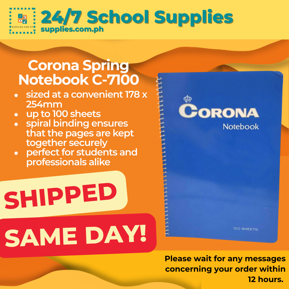 Corona Notebook Spring 100 Sheets 178 X 254Mm - Blue C-7100 | Shopee ...