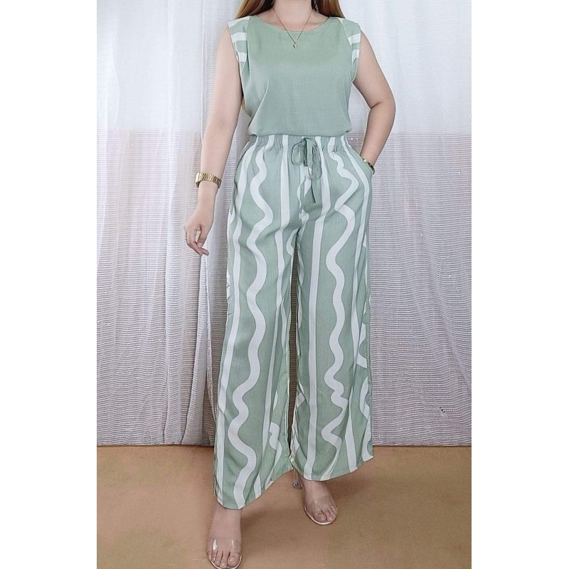 Soft Linen Terno Combi Squarepants Sleeveless Top with 2 side Pockets ...