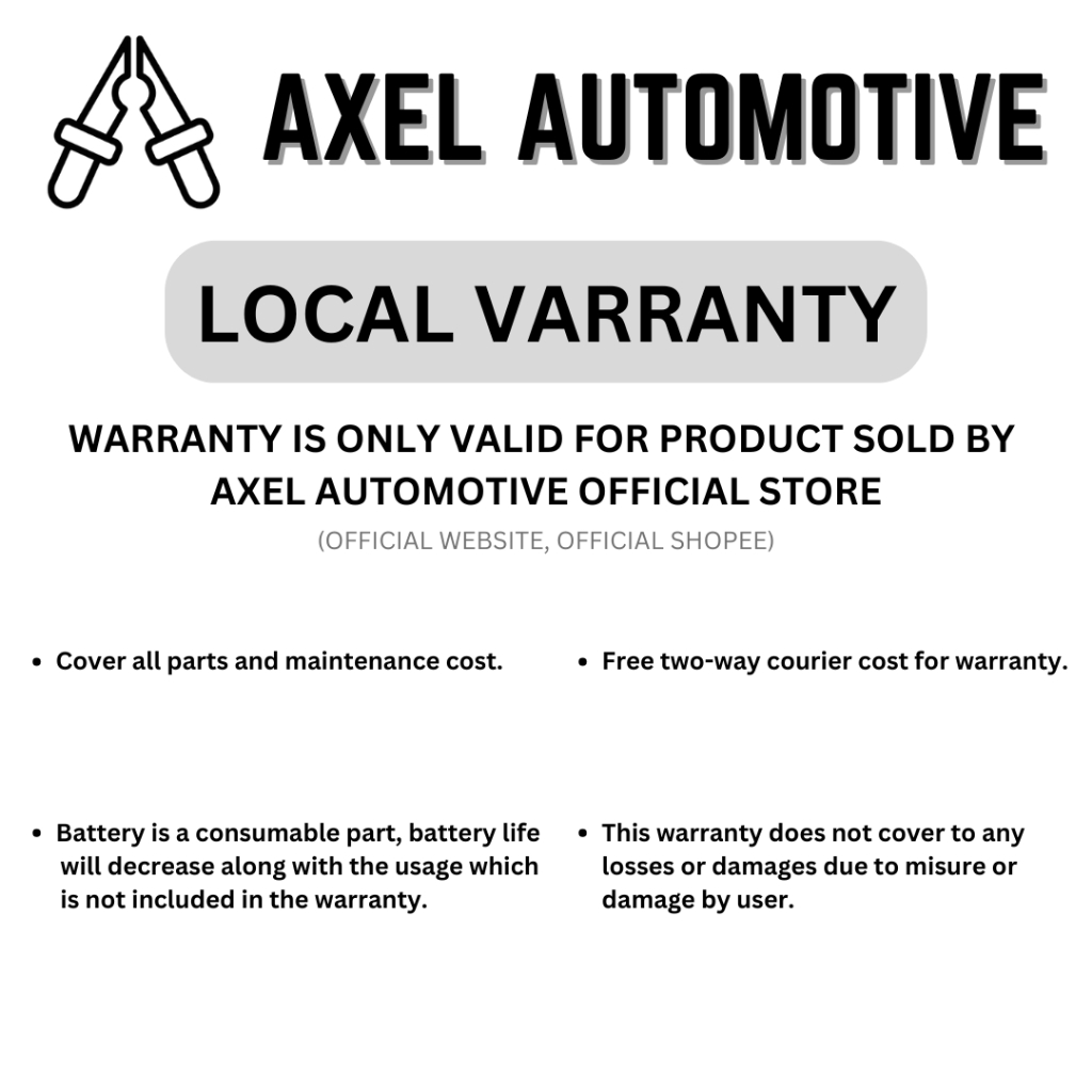Axel Automotive ltd 24 Month Local Warranty | Shopee Philippines