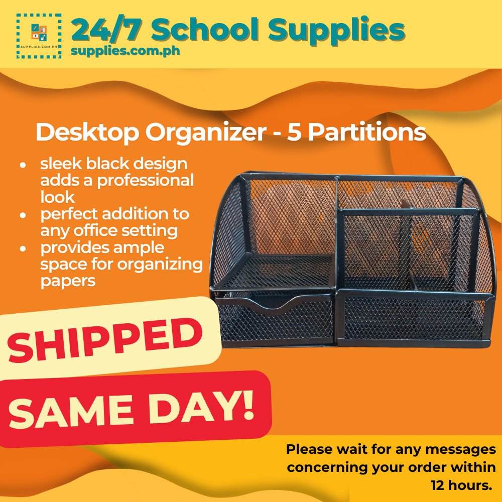 Desk Organizer Office - 5 Partitions Black | Shopee Philippines