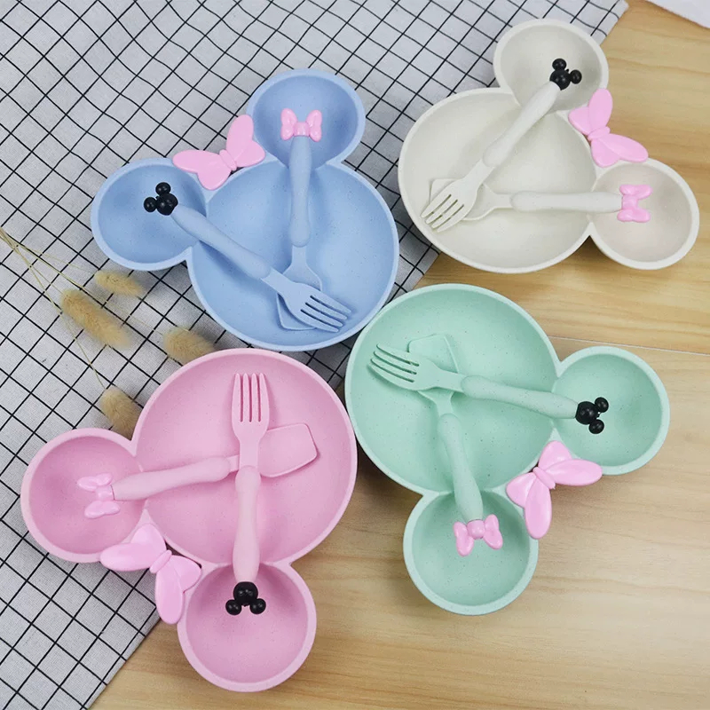 Kid's Minnie design dinner plate/ Mickey and Minnie Spoon and Fork ...