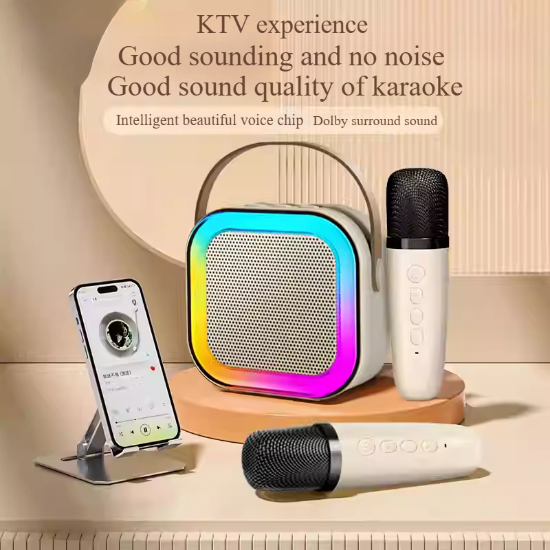 Mini Karaoke Wireless Audio Speaker Bluetooth Microphone Portable Home KTV Dual Microphone k12 ...