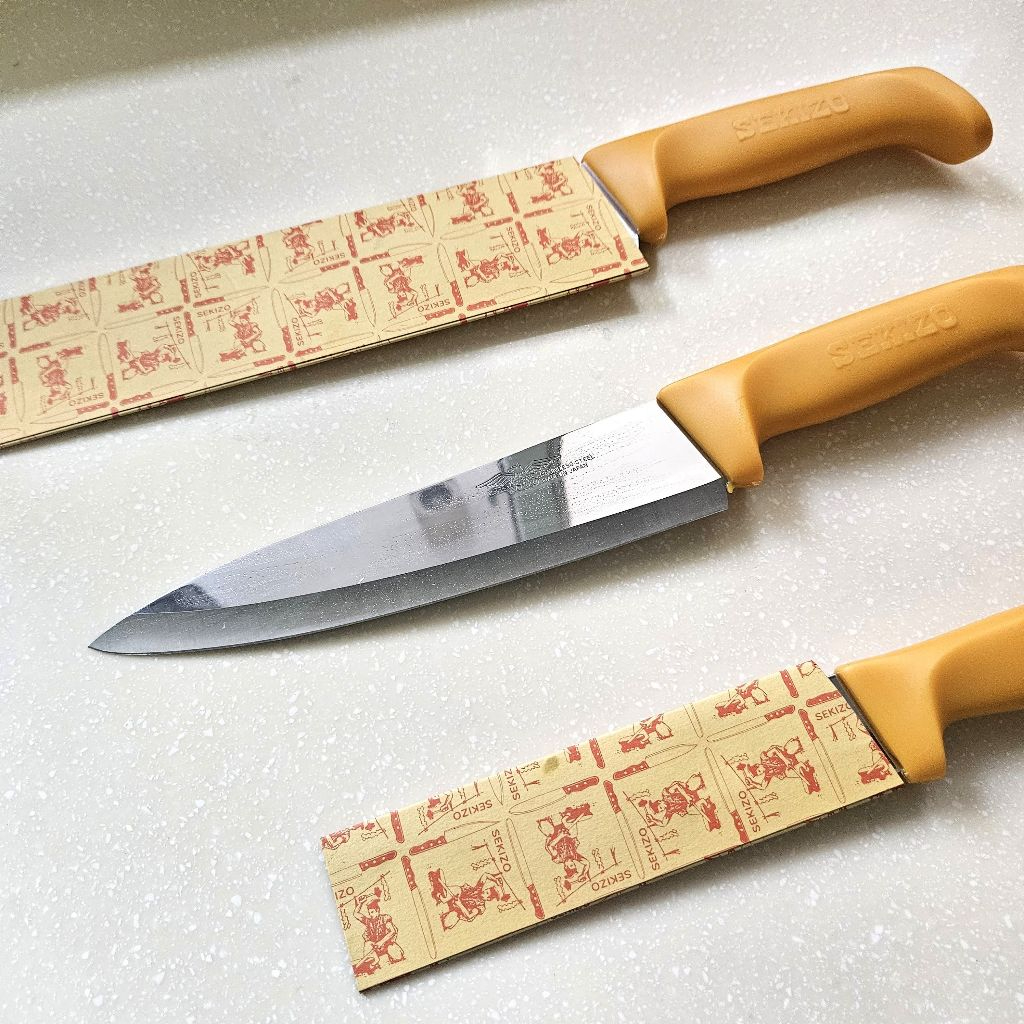 Authentic Japanese Stainless Steel Sekizo Cook Knife with Orange Handle ...