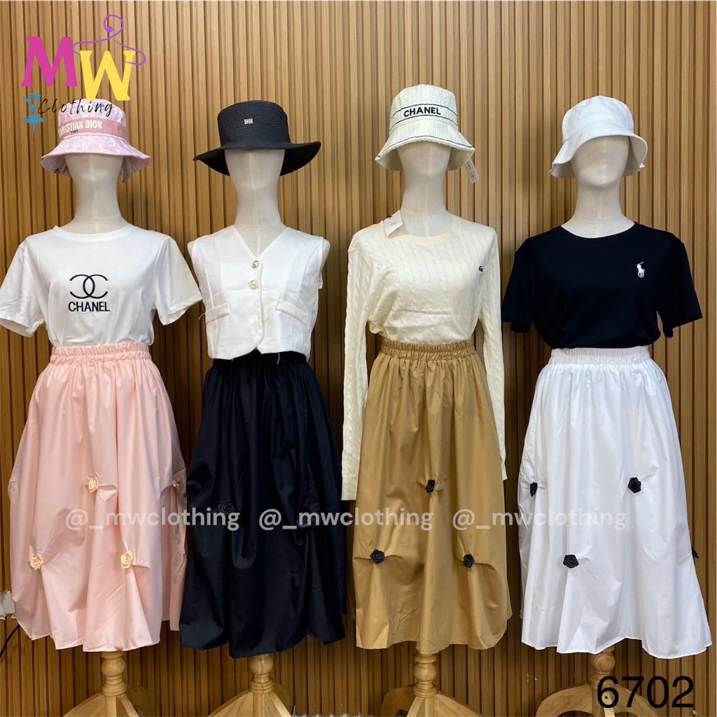 MW CLOTHING Coquette Skirt Long Rose Flower Garterized Soft Fabric ...