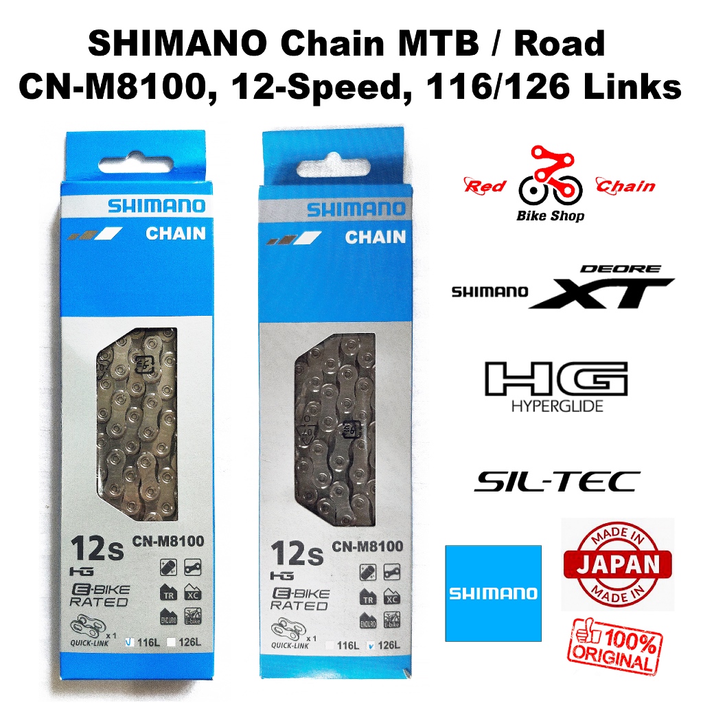 SHIMANO Chain CN-M8100 Deore XT / Ultegra, 12-Speed, 116/126 Links ...